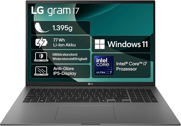 LG gram 17 - 17", Intel Core Ultra 7 258V, 32 GB RAM, 2 TB S